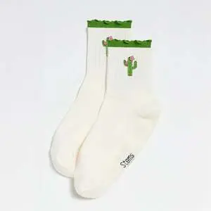 STEMS Stems Crew Socks With Strawberry Motif Cactus