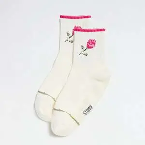 STEMS Crew Socks With Motif - Rosa