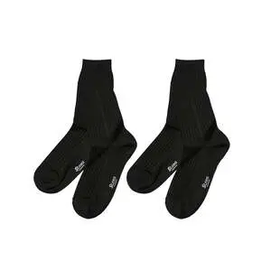 STEMS 2-pack Italian Silky Rib Crew Socks - Black