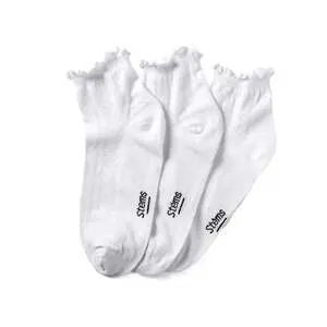 STEMS 3-pack Pointelle Mid Crew Socks - White