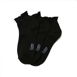 STEMS 3-Pack Everyday Ruffle Ankle Socks Black