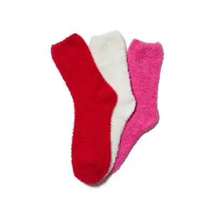 STEMS 3 Pack Plush Cozy Socks - Red