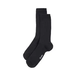 STEMS Cotton Cashmere Ribbed Socks - Black