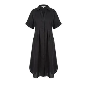 Adrift Clothing Bridget Linen Pleated Midi Dress