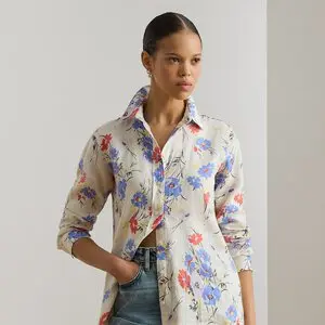 Ralph Lauren Ralph Lauren Relaxed Fit Floral Linen Shirt Cream Multi