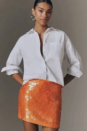 SIMONMILLER Sequin Mini Skirt - Tangerine Orange