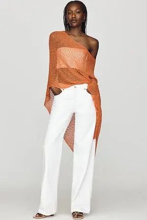 Anthropologie Lightweight Shimmer Knit Poncho - Rust Sparkle
