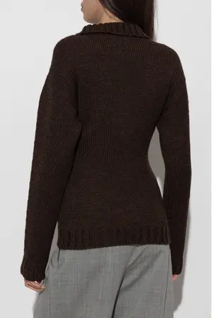 JIL SANDER Ribbed Wool Quarter Zip Sweater