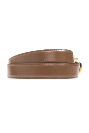 Versace Wide Leather Belt With Gold Buckle