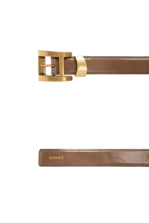 Versace Wide Leather Belt With Gold Buckle
