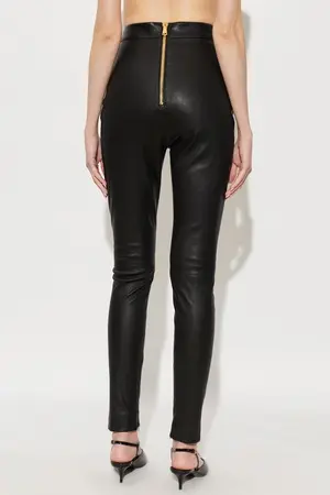 Balmain High-waisted Leather Trousers