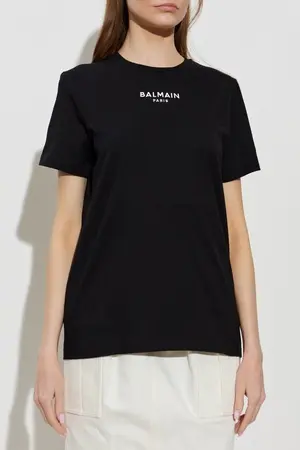 Balmain T-shirt With Embroidered Logo - Black
