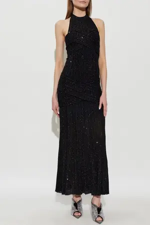 Balmain Sequined Halterneck Maxi Dress
