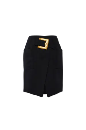 Balmain Wool Skirt With Buckle Detail