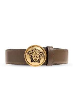 Versace Leather Belt With Medusa Buckle - Brown