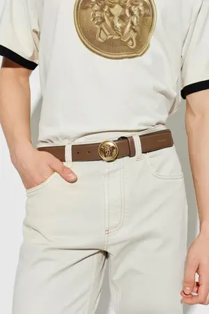 Versace Leather Belt With Medusa Buckle