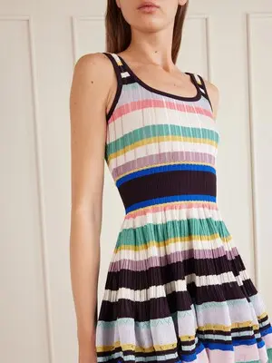 Alaïa Tiered Pointelle-knit Mini Dress - Multi