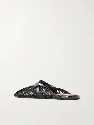 Alaïa Fishnet Flat Mules - Black