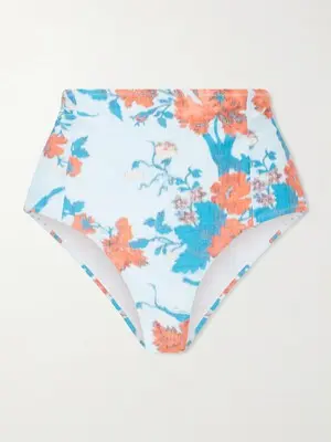 Erdem Floral-print High-waisted Bikini Bottoms