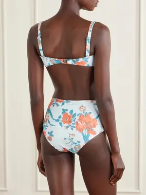Erdem Floral-print High-waisted Bikini Bottoms