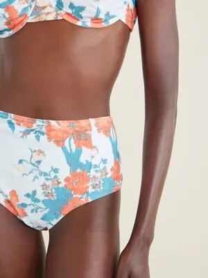 Erdem Floral-print High-waisted Bikini Bottoms