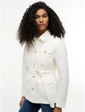 Tommy Hilfiger Water-resistant Belted Utility Jacket - Ivory Silk