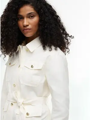 Tommy Hilfiger Water-resistant Belted Utility Jacket - Ivory Silk