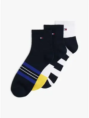 Tommy Hilfiger Stripe Mix Quarter-top Sock 3-pack - Navy/multi