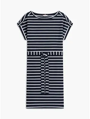 Tommy Hilfiger Striped Belted Stretch-cotton Dress