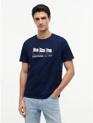 Tommy Hilfiger Hilfiger Multi-flag Logo T-shirt - Light Navy