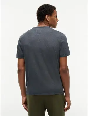 Tommy Hilfiger Striped Linen-blend Pocket T-shirt - Navy