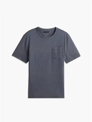 Tommy Hilfiger Striped Linen-blend Pocket T-shirt - Navy