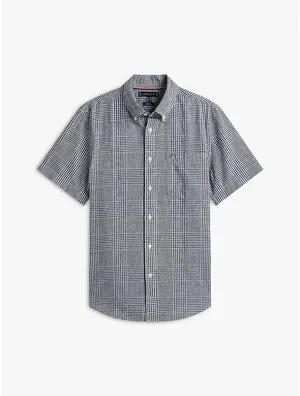 Tommy Hilfiger Regular Fit Glen Plaid Linen-blend Shirt
