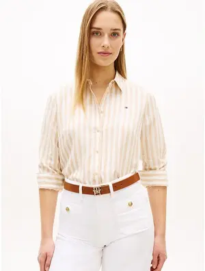 Tommy Hilfiger Relaxed Fit Striped Linen-blend Shirt