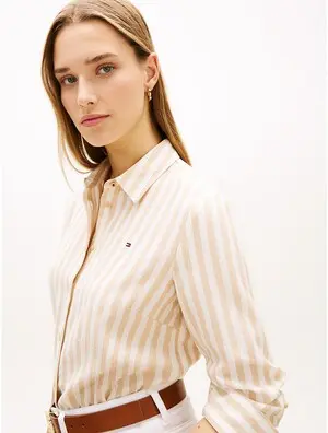 Tommy Hilfiger Relaxed Fit Striped Linen-blend Shirt