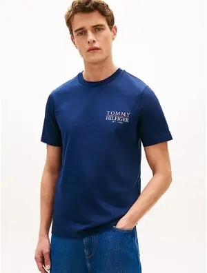 Tommy Hilfiger Back Logo Graphic Slub Cotton T-shirt - Light Navy