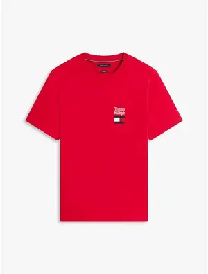 Tommy Hilfiger Stacked Logo T-shirt - Medium Red