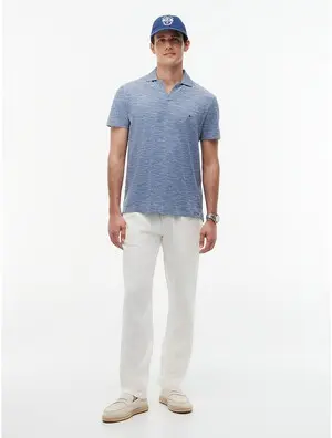 Tommy Hilfiger Regular Fit Textured Oxford Slub Polo - Blue