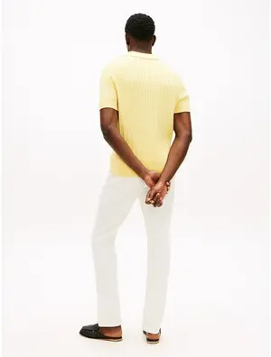 Tommy Hilfiger Short Sleeve Cable Knit Polo Sweater