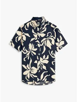Tommy Hilfiger Tropical Print Cotton-linen Blend Shirt