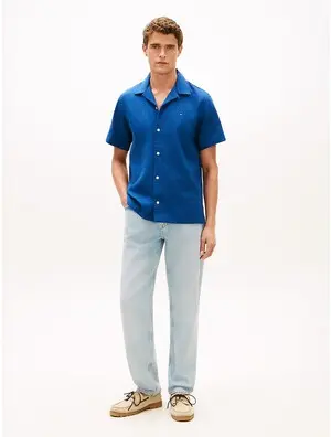 Tommy Hilfiger Regular Fit Linen-blend Camp Shirt