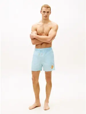 Tommy Hilfiger Script Monogram Swim Trunk - Light Blue