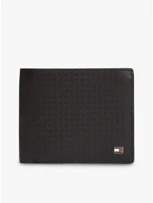Tommy Hilfiger Allover Flag Leather Card & Coin Wallet - Black