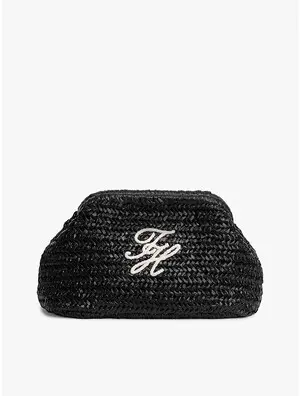 Tommy Hilfiger Script Monogram Raffia Clutch