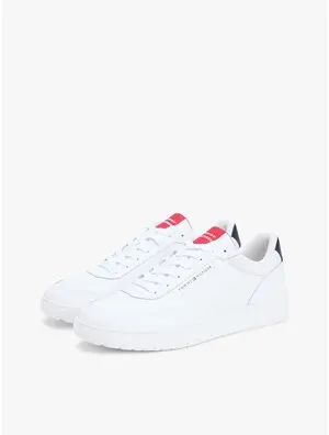 Tommy Hilfiger Lightweight Leather Court Sneakers - White