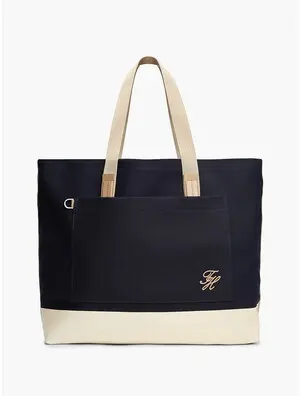 Tommy Hilfiger Colorblock Canvas Tote Bag - Space Blue