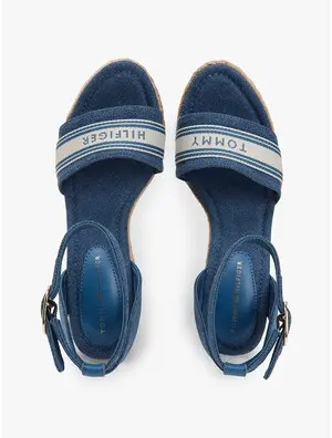 Tommy Hilfiger Webbing Logo Wedge Espadrille Sandals