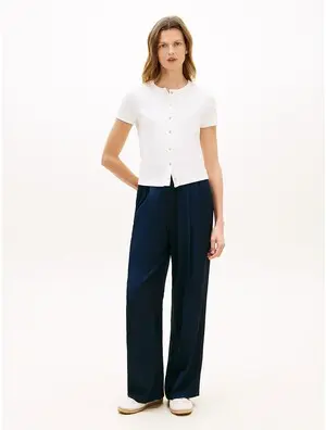 Tommy Hilfiger Slim Fit Ribbed Cotton Button-up T-shirt