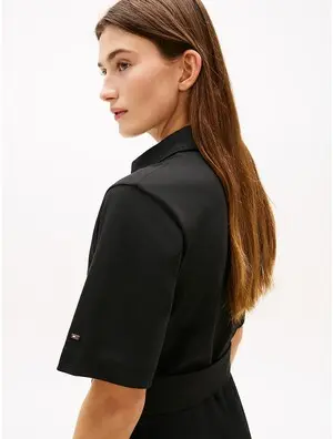 Tommy Hilfiger Mixed Media Pleated Midi Dress