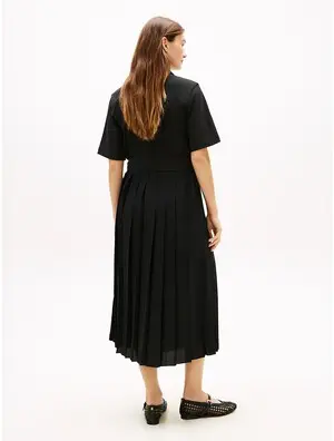 Tommy Hilfiger Mixed Media Pleated Midi Dress
